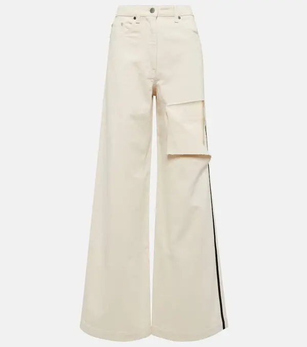 PETER DO Distressed High-rise Wide-leg Jeans - White