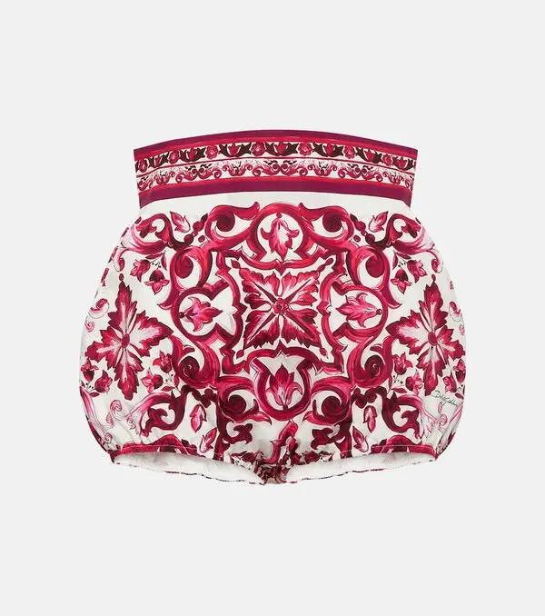 Dolce & Gabbana Majolica Printed Cotton Shorts - White