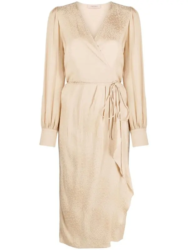 TWINSET Wraparound Leopard Print Midi Dress