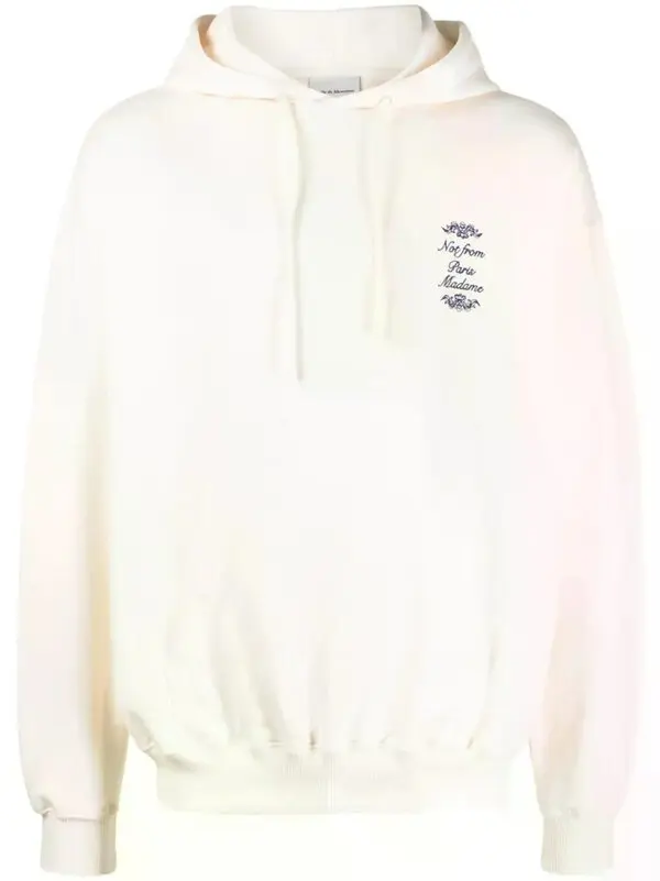 Drole De Monsieur Slogan-print Cotton Hoodie - Neutrals