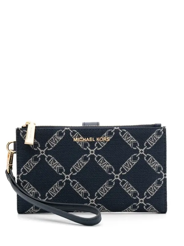 Michael Kors Logo-Lettering Monogram-Pattern Wallet In Blue - 50% Off ...