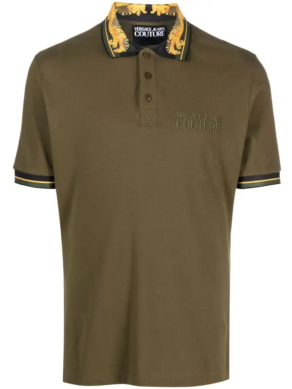 Versace Baroque-Pattern Polo Shirt In Green 38% Off Editorialist