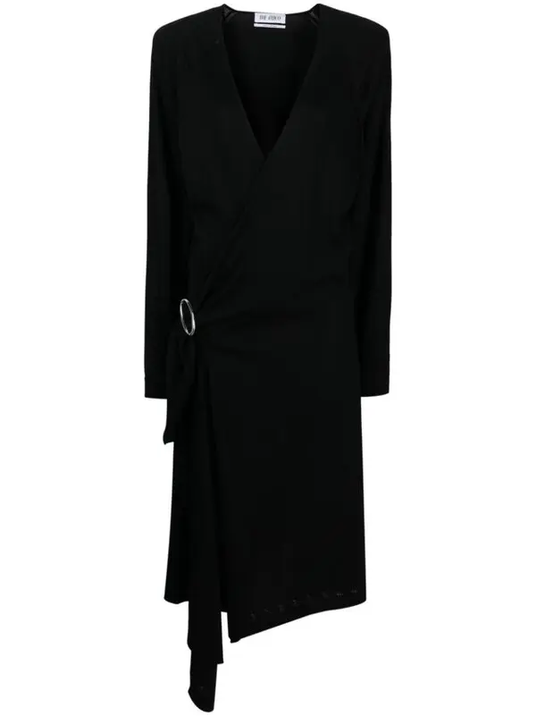 Attico Front-slit Wrap Dress - Black