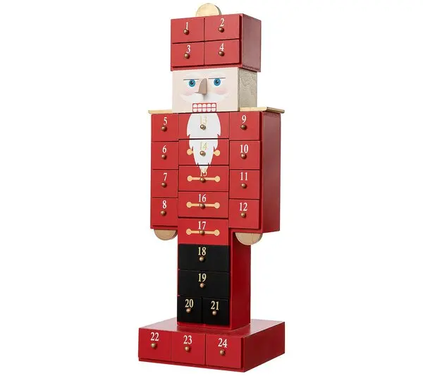GLITZHOME 17.25'h Christmas Nutcracker Countdo N Calendar