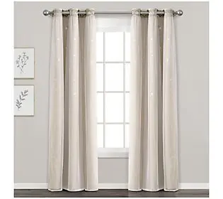 LUSH DECOR Star Sheer Blackout Panels 38x84 Set Lush De Cor