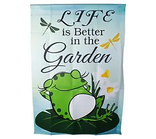NORTHLIGHT Life Is Better In The Garden Green F Rog Flag
