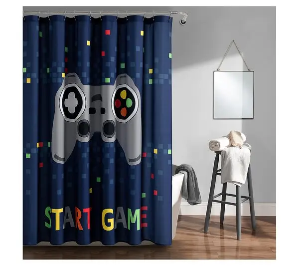 LUSH DECOR Video Games Shower Curtain Single 72 X72