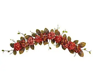 NEARLY NATURAL 6' Fall Hydrangea & Berry Autumn Garland