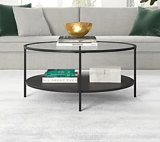HUDSON&CANAL Hudson & Canal Sivil 36' Round Coffee Table Wit H Glass Top