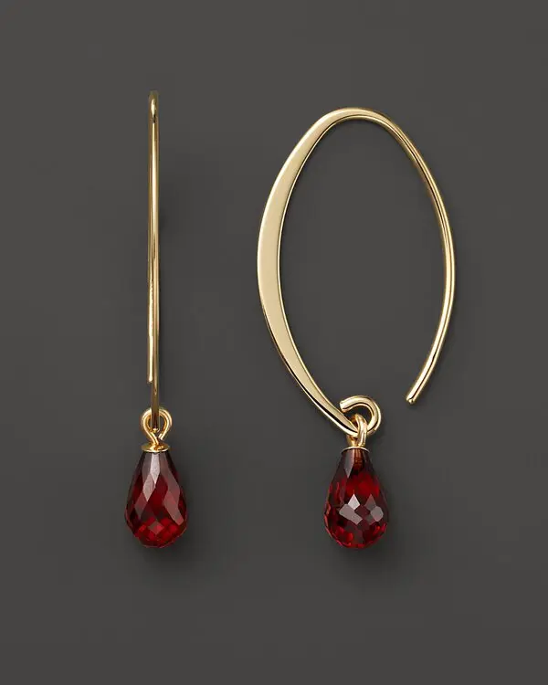 Bloomingdale'S 14k Yellow Gold Garnet Dangle Earrings