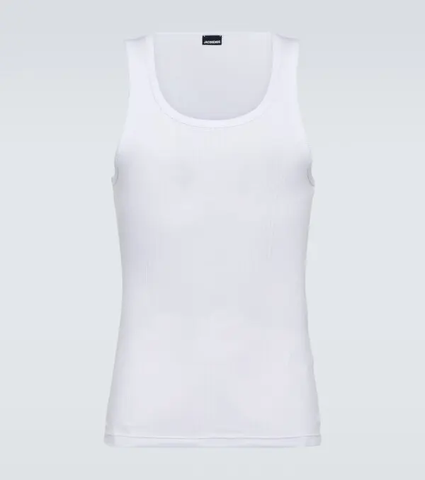 Jacquemus The Caraco Ribbed Cotton Tank Top In White 30% Off
