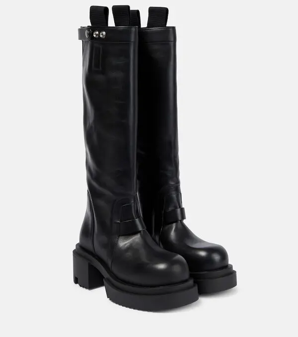Rick Owens Pull On Leather Knee-high Boots
