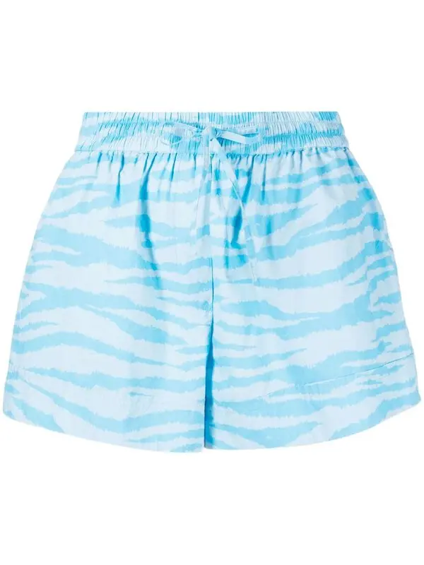 GANNI Zebra-print Organic Cotton Shorts