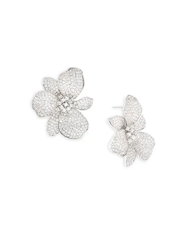 Shashi Eden Cubic Zirconia Flower Stud Earrings - Silver
