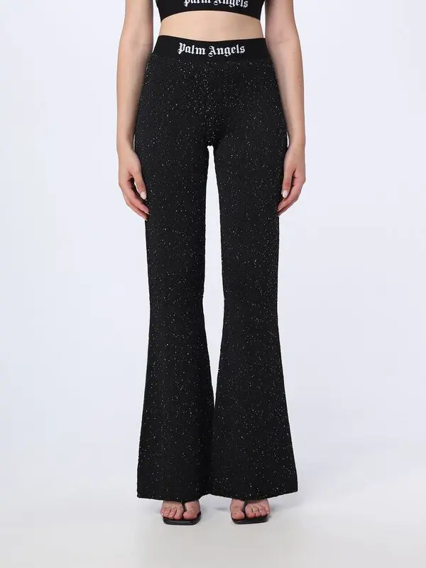 Palm Angels Trousers In Stretch Fabric With Sequins