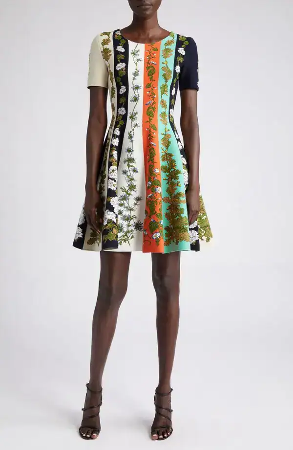 green emerald velvet dress Oscar de la Renta Abstract Butterfly Faille Dress  Runway Catalog