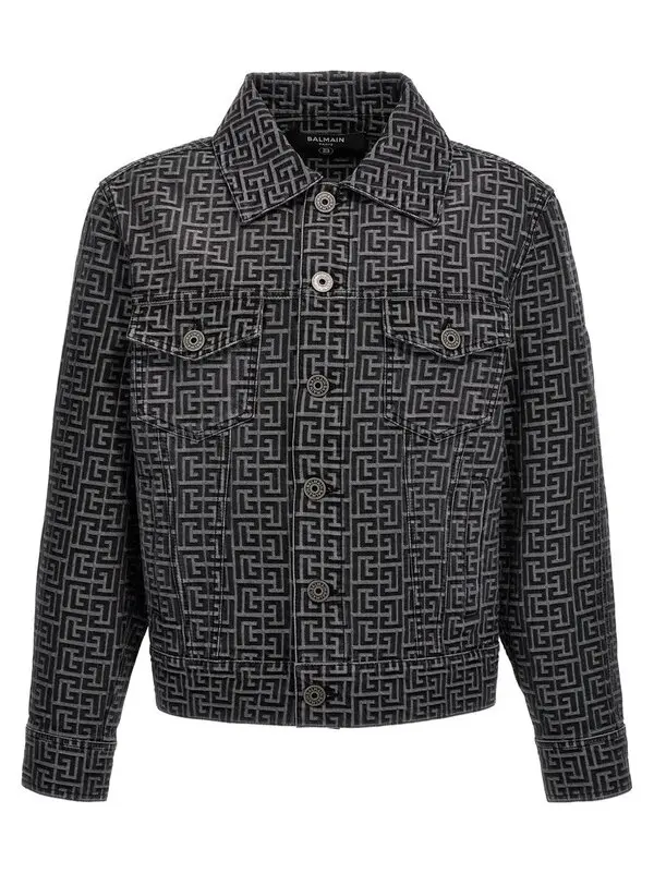 Buy Balmain Logo Pattern Jacket - Black At 33% Off | Editorialist
