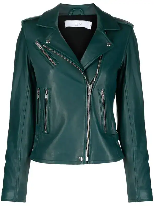 Iro Paris Newhan Leather Jacket Green 46% Off Editorialist
