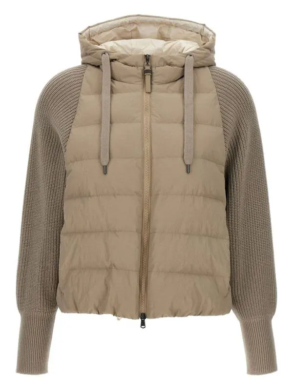 Brunello Cucinelli Quilted Zip-up Coat With Hood - Multicolor