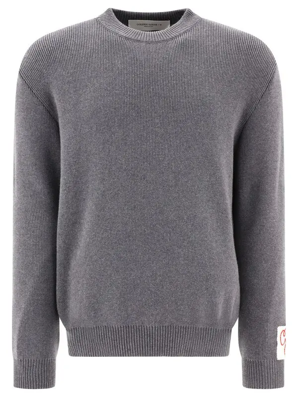 Golden Goose Crewneck Cotton-blend Sweater With Logo