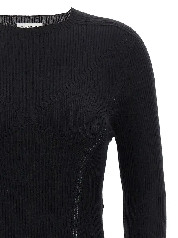 LANVIN Ribbed Crewneck Sweater - Black