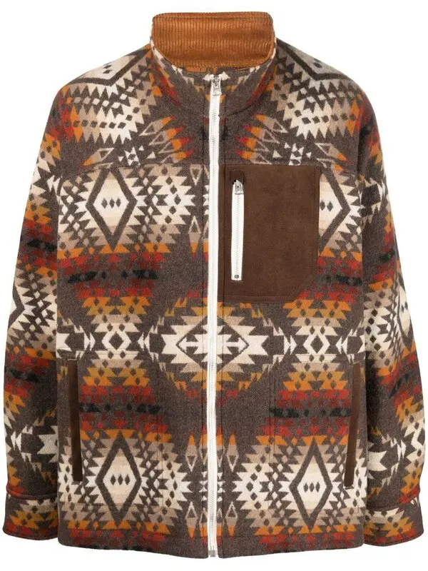 Junya Watanabe Zip-up Jacket - 1 Brn/bg/rd X Bg