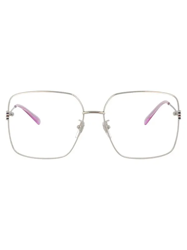 Gucci Acetate Square Frame Eyeglasses - 002 Silver Silver Transparent