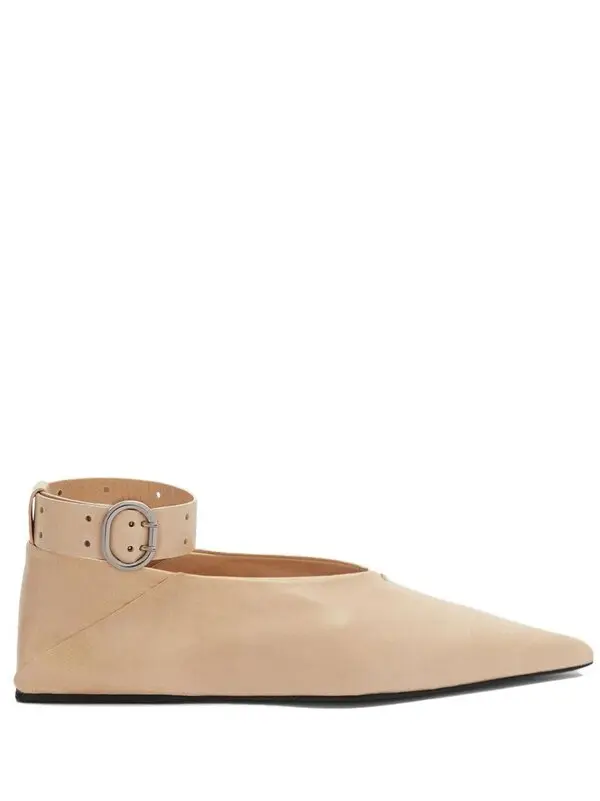 JIL SANDER Scarpa Leather Ballerina Shoes - Neutrals