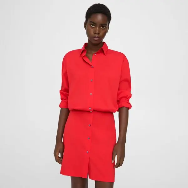 Theory Fitted Shirt Dress In Grenadine - 40% Off | Editorialist