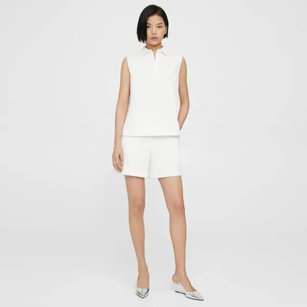 Theory Cuffed Short In Cotton Piqu - White