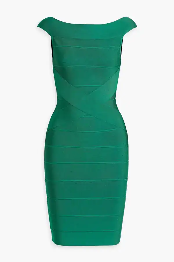 Herve Leger Bandage Mini Dress In Emerald - 80% Off | Editorialist