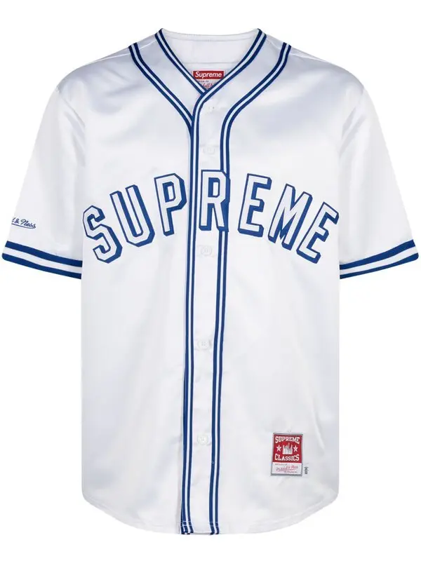 Supreme Mitchell & Ness Satin Baseball Jersey T-Shirt - White