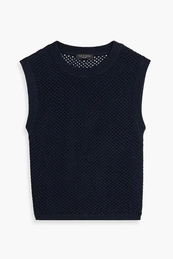 Rag & Bone Carson Pointelle-knit Vest - Midnight Blue