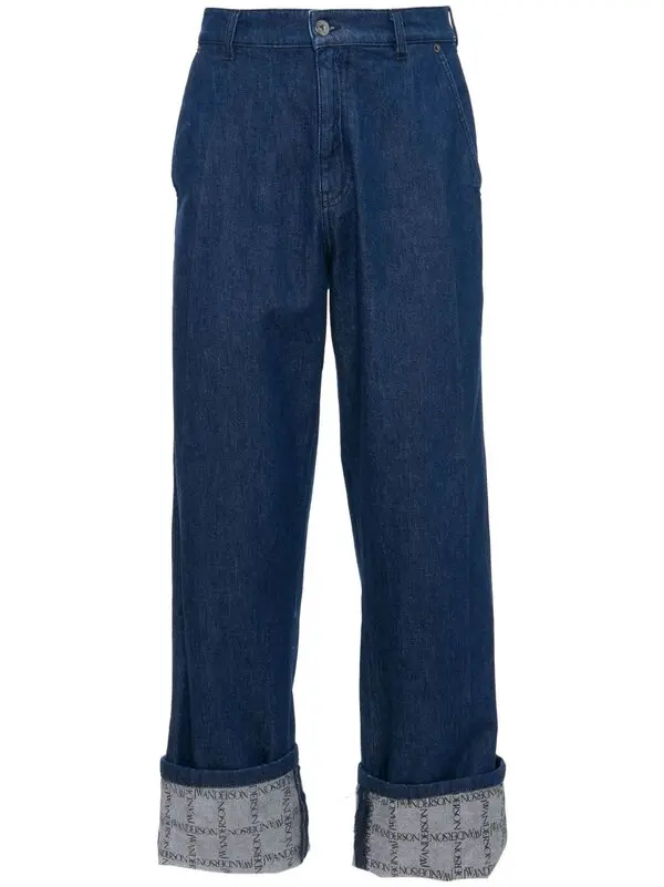 JW Anderson Grid-print Wide-leg Jeans