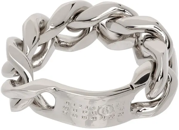 Maison Margiela Silver Classic Chain Ring In 951 Palladio Polishe 