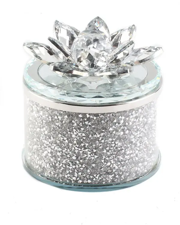 Buy SAGEBROOK HOME Crystal Round Lotus Box - Silver At 52% Off ...