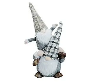 SANTA'S WORKSHOP 23' Piggy Back Gray Plaid Gnom