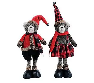 SANTA'S WORKSHOP 25' Buffalo Plaid Bears, Set O F 2