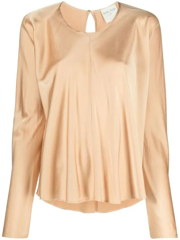 FORTE_FORTE Round-neck Satin Blouse