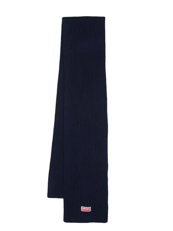 Kenzo Logo-patch Ribbed-knit Scarf