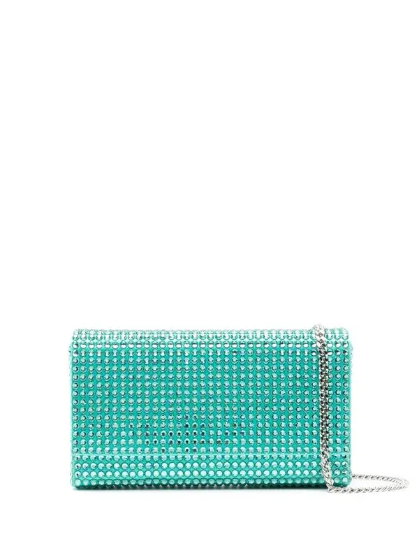 Amina Muaddi Paloma Crystal-embellished Clutch - Green