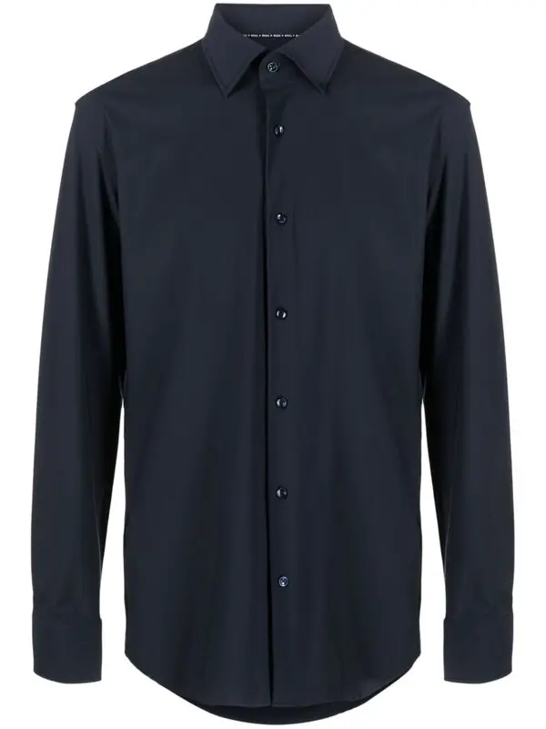 Hugo Boss Stretch-design Long-sleeve Shirt - Blue