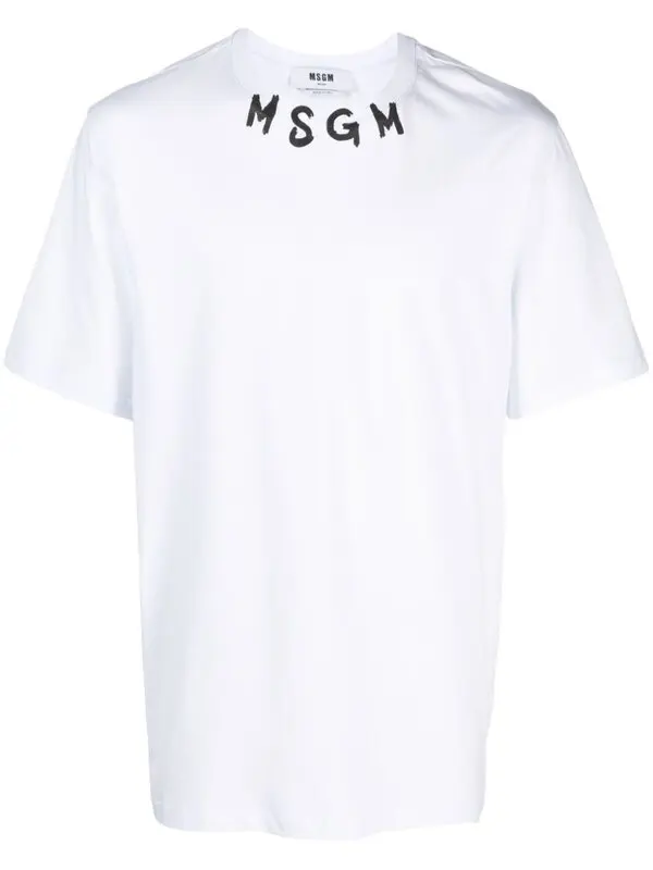 MSGM Logo-lettering Print Cotton T-shirt - White