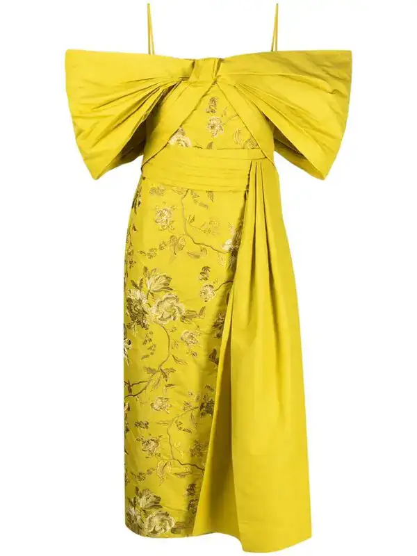 erdem embroidered dress Embroidered Denim Midi Hourglass Dress