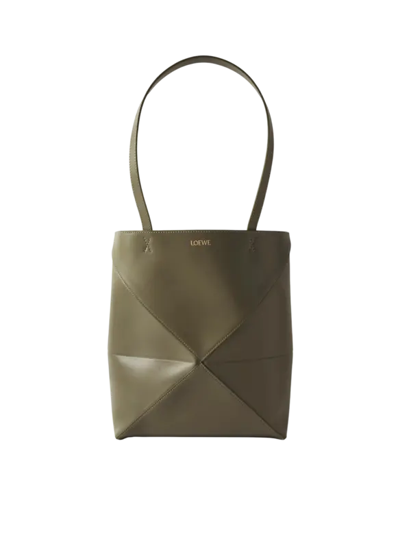 Loewe Puzzle Fold Convertible Medium Leather Tote - Green