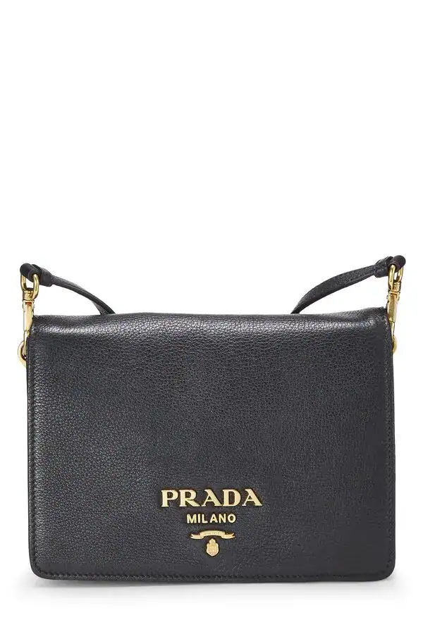Prada Vitello Daino Dual Strap Crossbody Bag In Black - 10% Off