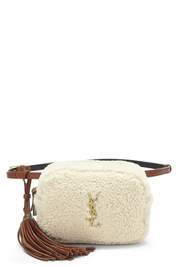 Ysl Shearling Monogram Lou Belt Bag - Cream | Editorialist