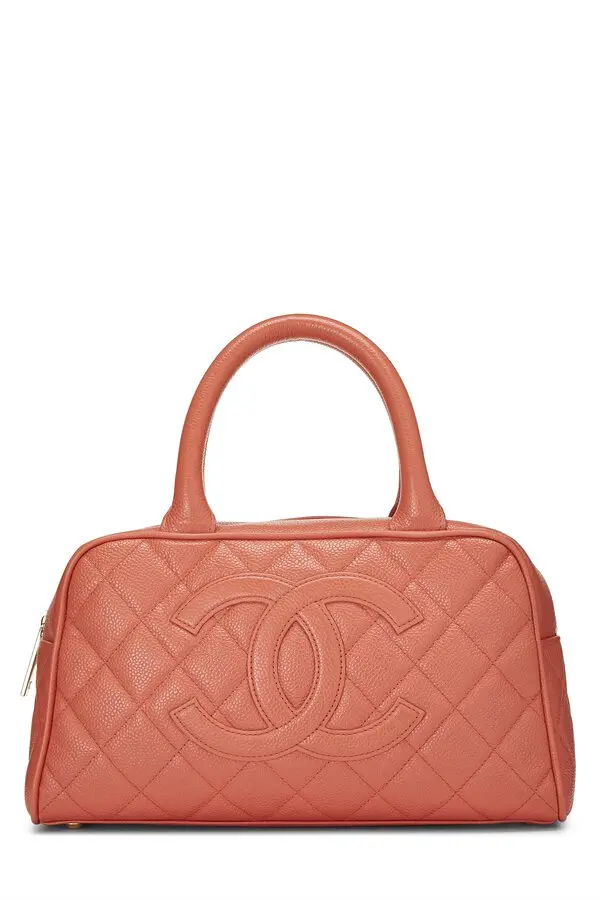 Chanel Quilted Caviar Bowler Mini - Orange