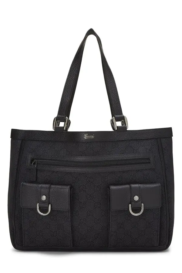 Gucci Gg Nylon Abbey Pocket Tote - Black