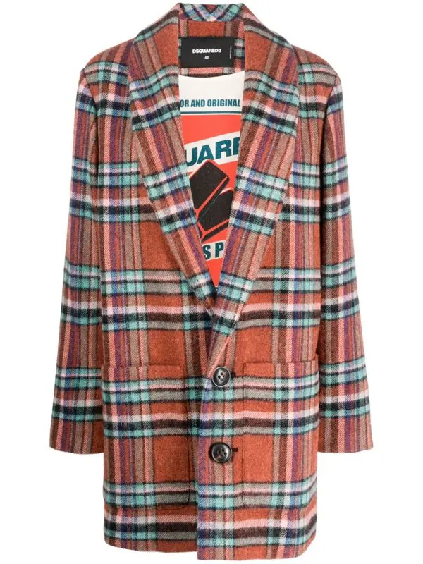 Dsquared2 Check-pattern Wool Coat